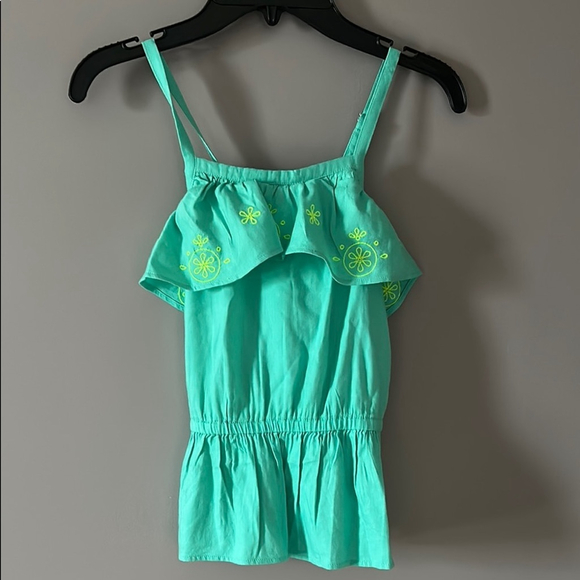Lands' End | Shirts & Tops | Girls Lands End Green Floral Embroidered ...